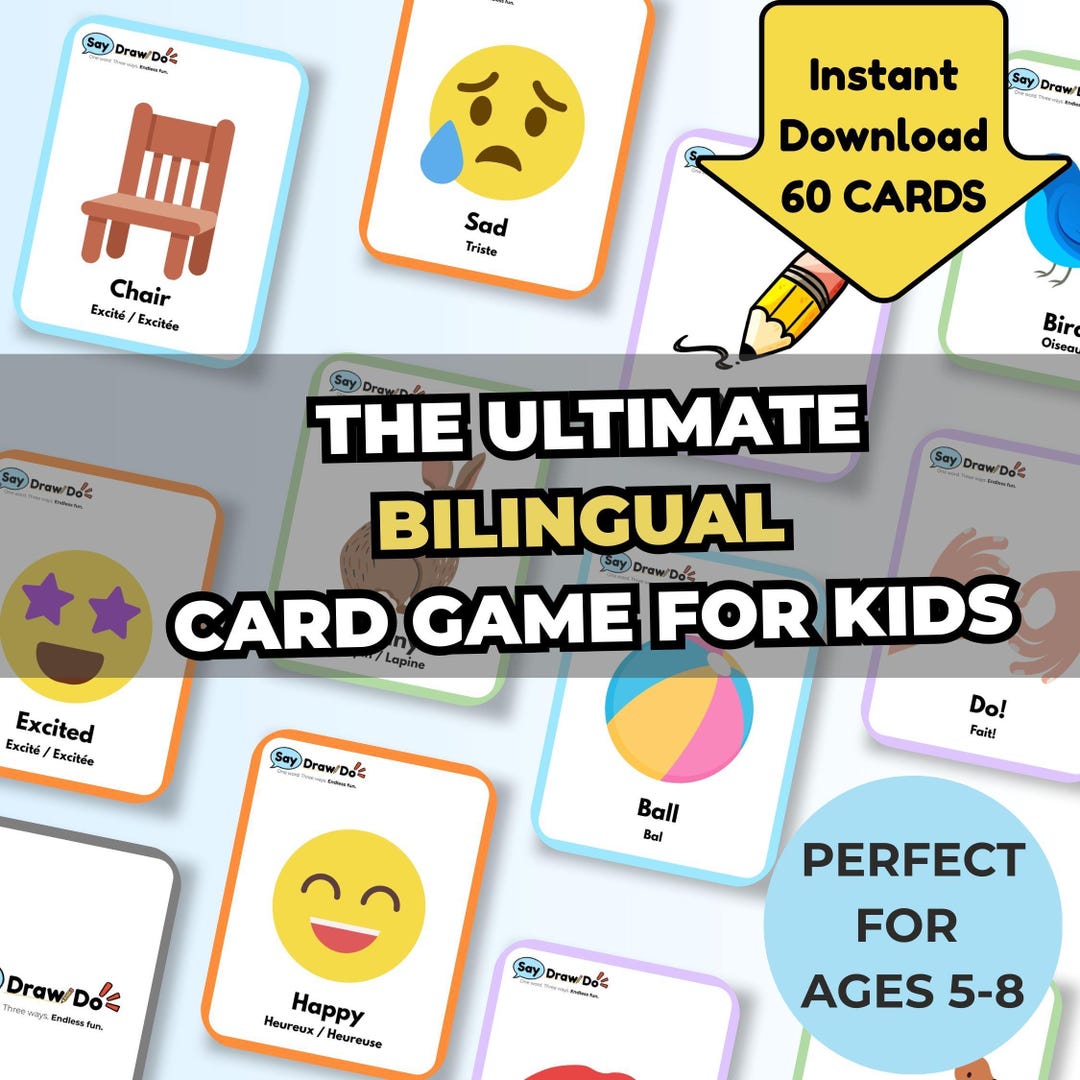 Bilingual English French Kids Card Game: Fun Family Activity (printable ...