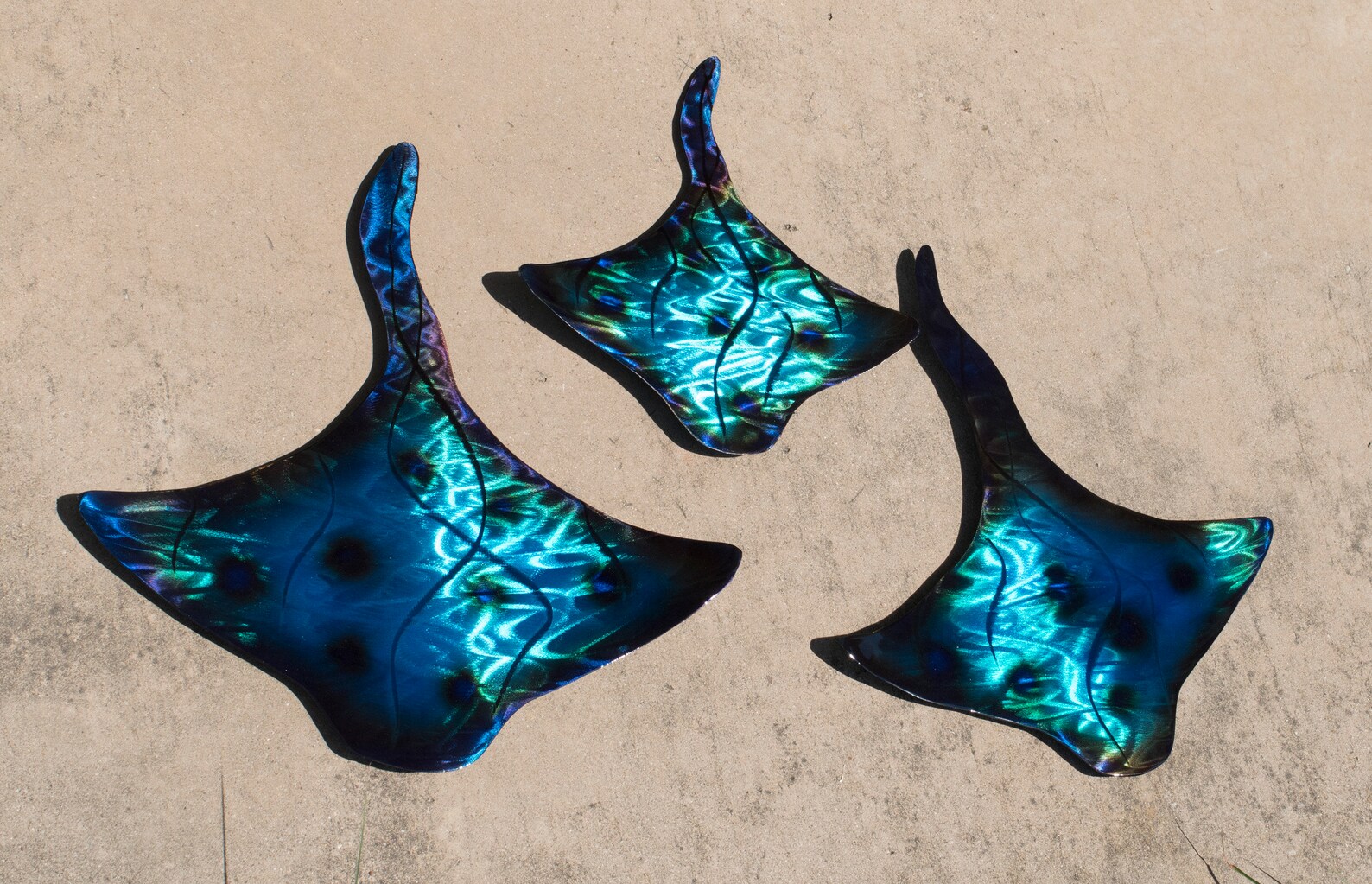 MINI Manta Ray Family in Pacific BLUE Abstract Metal Wall Art | Etsy