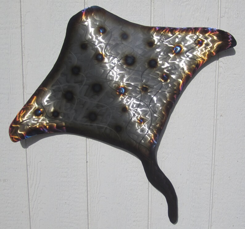 Natural Polished Steel Manta Ray abstract wall sculpture Sea | Etsy
