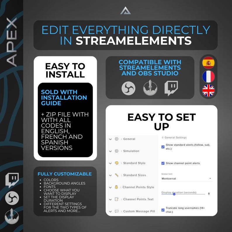 Twitch Widget Alerts PRO | All-in-one Animated Widget | Unique Design ...