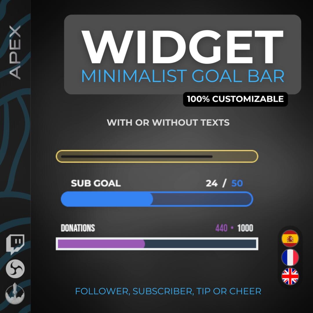 Twitch Widget Lens PRO | Minimalist Bar Follower, Sub, Bits, Donations ...