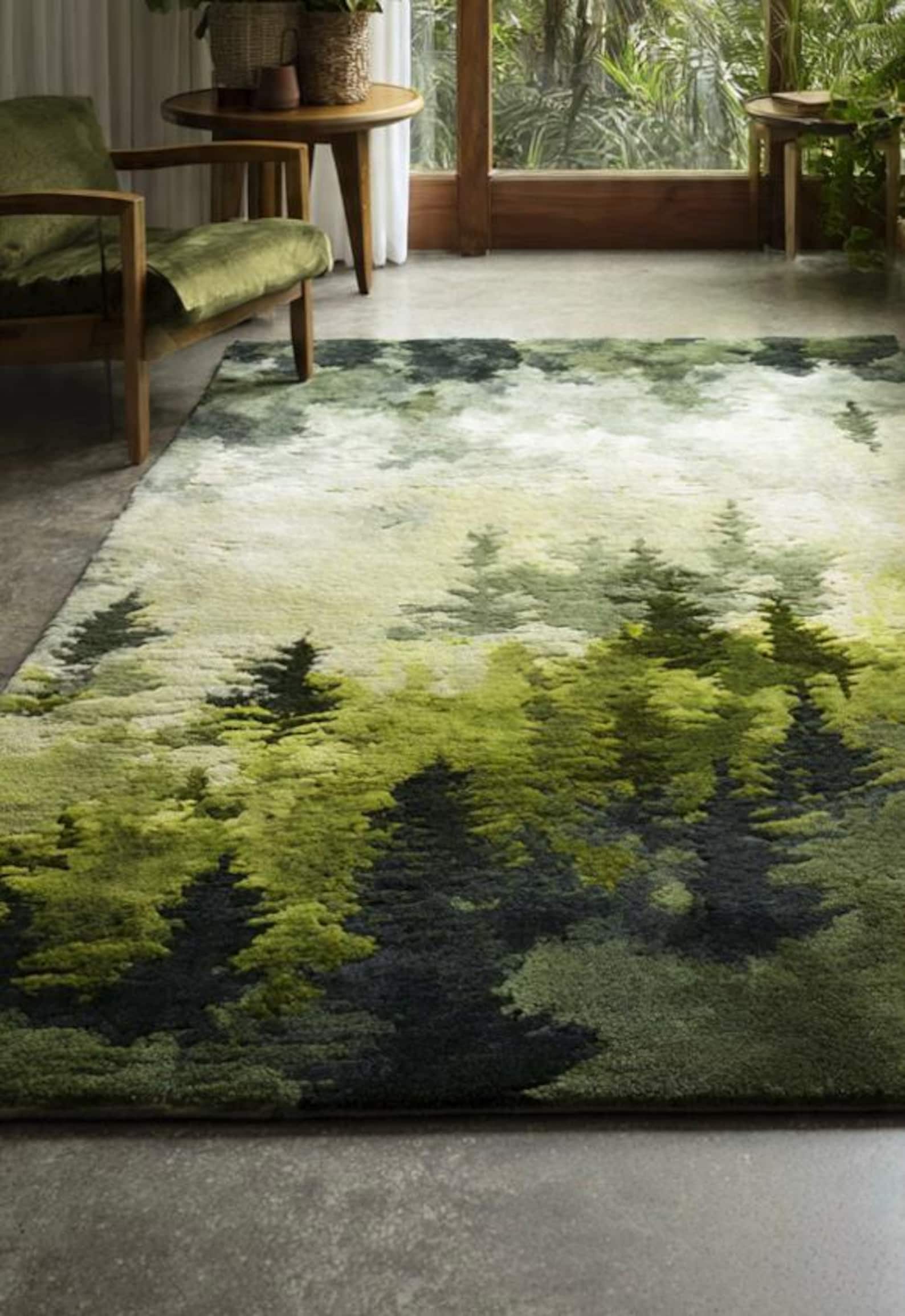 Forest Rug 8x10 Plush Tufted Rug for Living Room Bedroom Cozy Home ...
