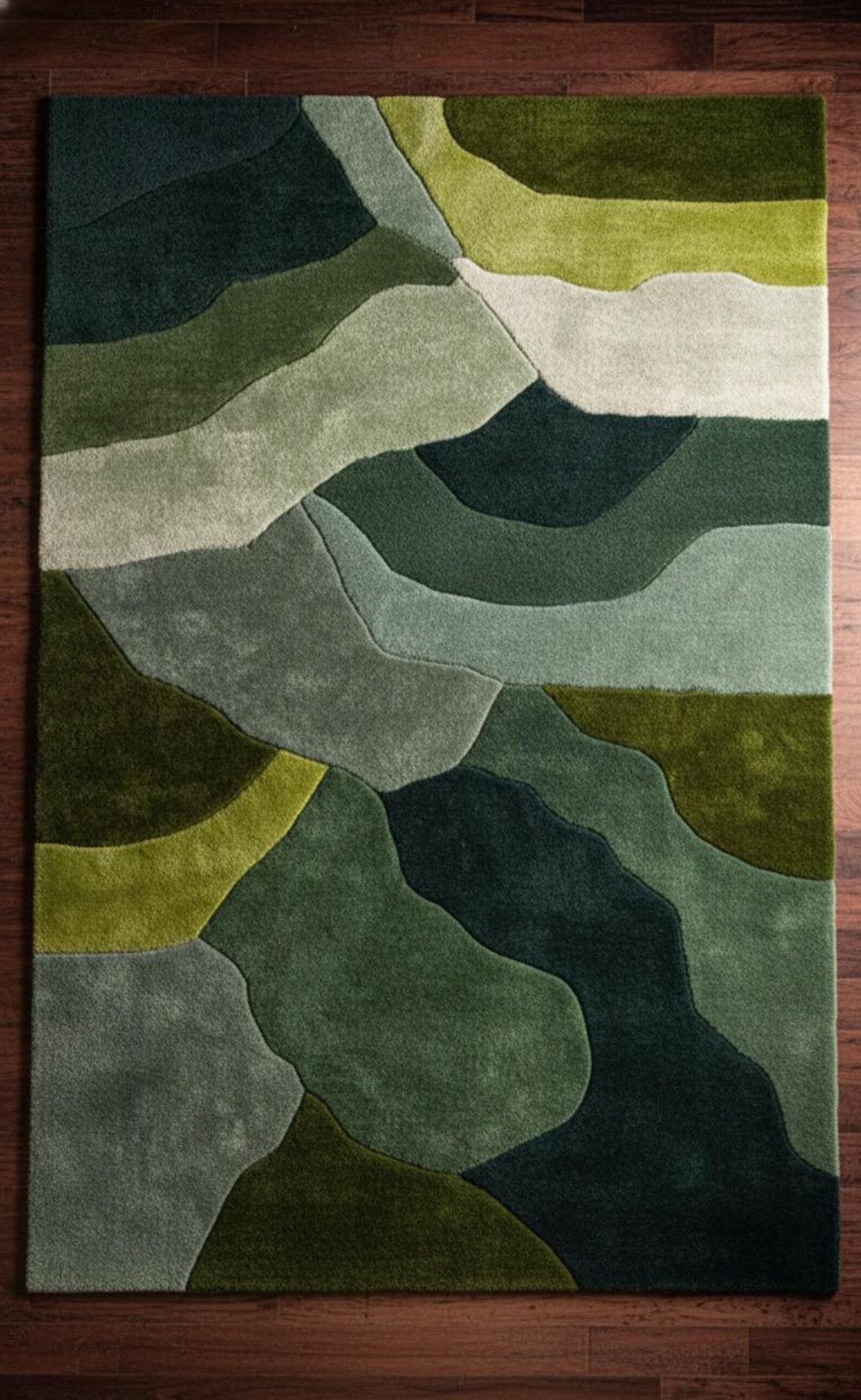Hand Tufted Green Landscape Rug Modern Textured Area Carpet,organic ...