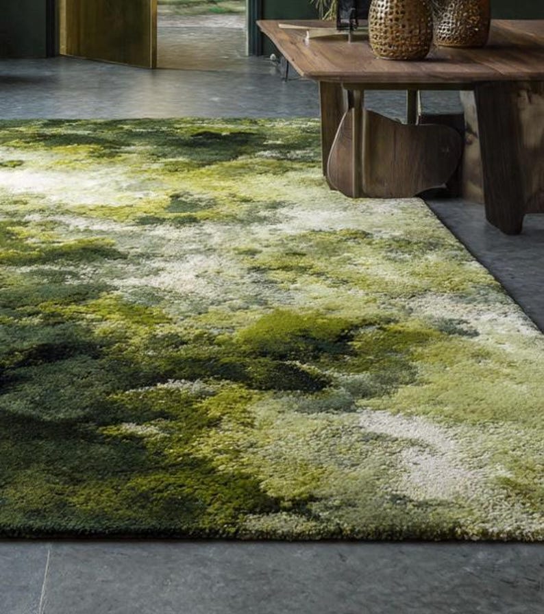 Green 3D Moss Rug 8x10 Ft,tufted Medium Pile, Vibrant Verdant Meadow ...