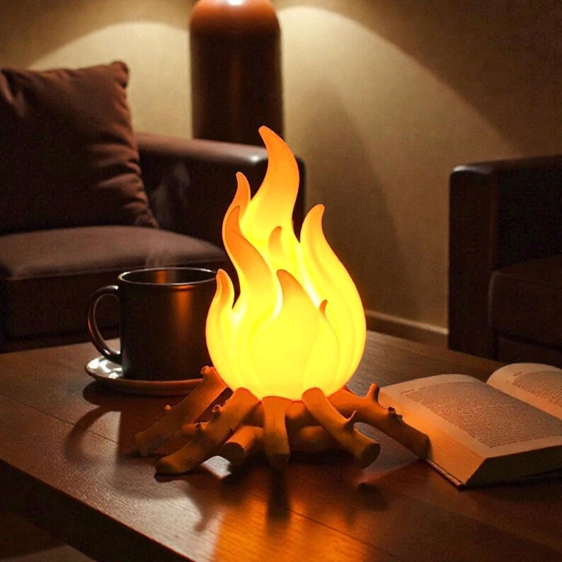 3D Printed Flame Ambient Lamp, Realistic Fire Night Light, 16-color ...