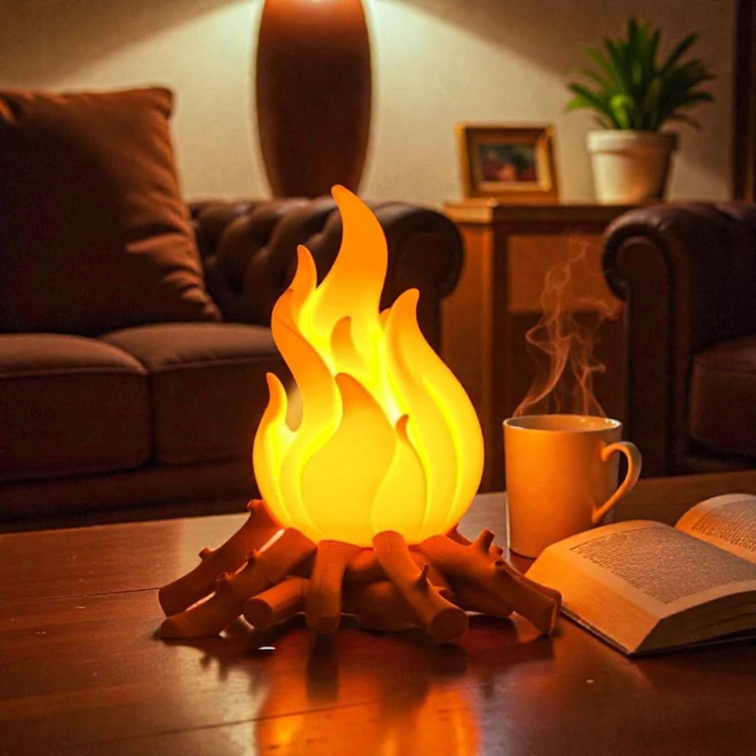 3D Printed Flame Ambient Lamp, Realistic Fire Night Light, 16-color ...