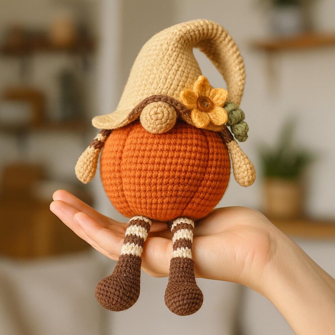 Amigurumi Pumpkin Gnome Crochet Pattern | Crochet Pumpkin Gnome Pattern | Halloween Gnomes ...