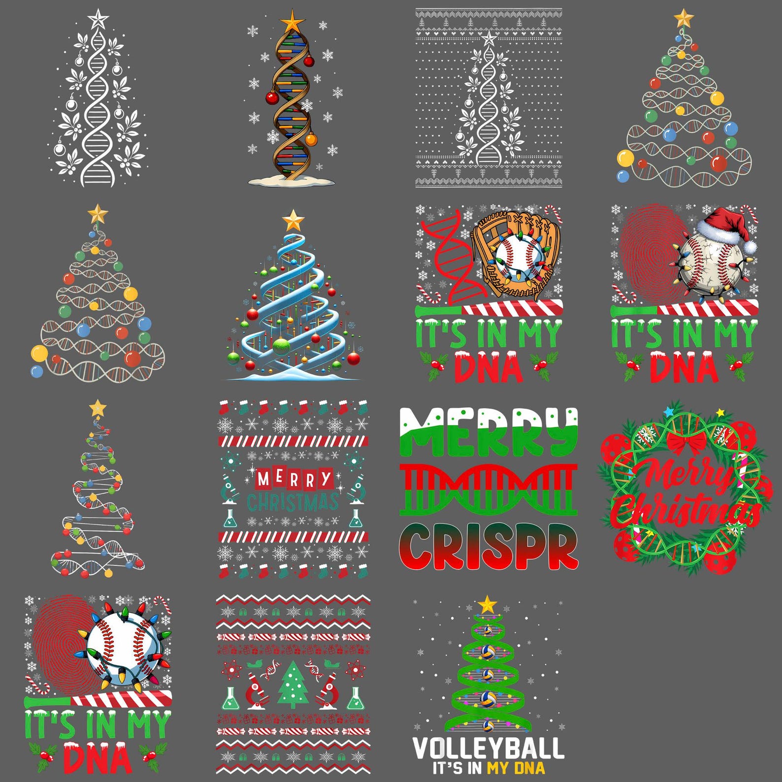 DNA Christmas Tree PNG Funny Biology STEM Teacher Xmas Clipart ...