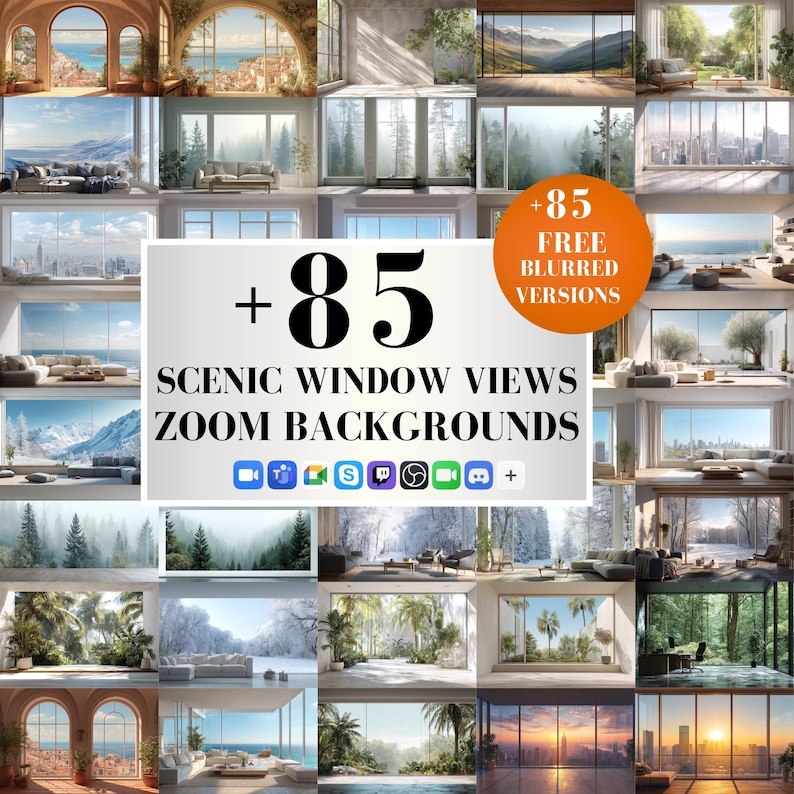 85 Scenic Window Views | Zoom Backgrounds, Virtual Backdrop (digital ...