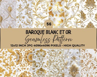 Emerald Gold Baroque Seamless Pattern Bundle | 40 Luxury Baroque ...