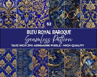 Emerald Gold Baroque Seamless Pattern Bundle | 40 Luxury Baroque ...