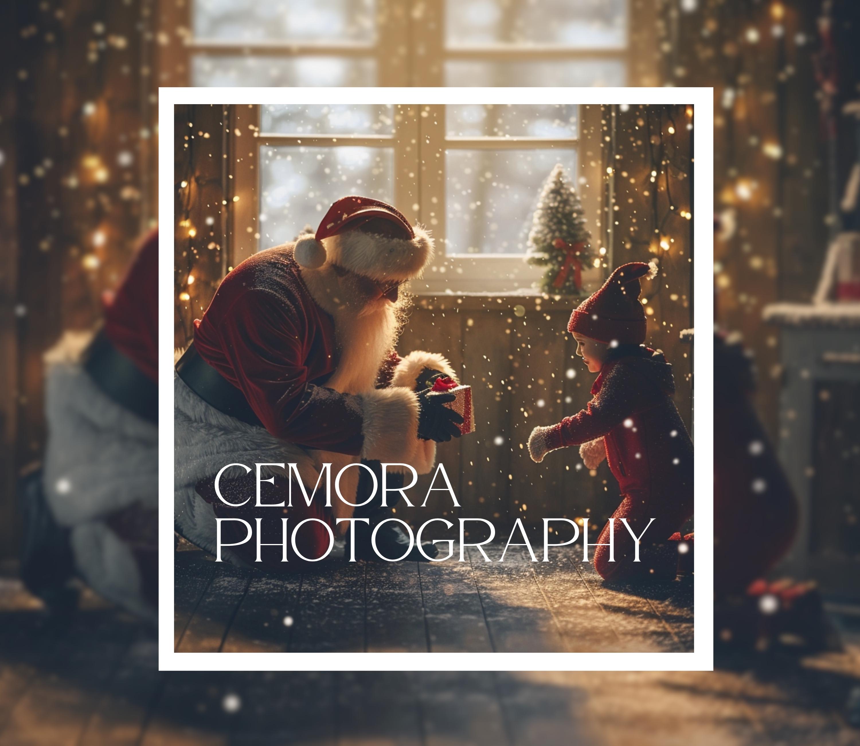 Santa Christmas Backdrop Cozy Cabin Fireplace Holiday Background Winter ...
