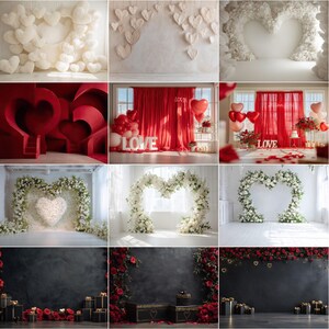 Valentines Day Backdrop | Romantic Heart Floral Background | Love ...