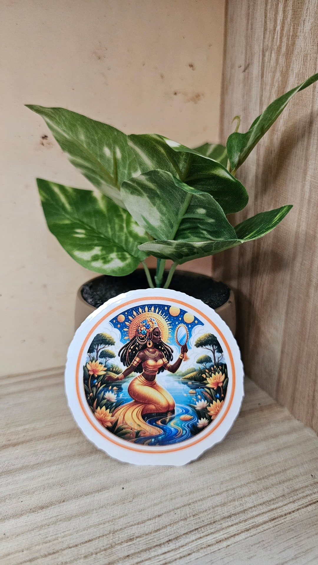 Oshun Goddess Sticker - Yoruba Orisha River Vinyl Decal - Spiritual Art ...