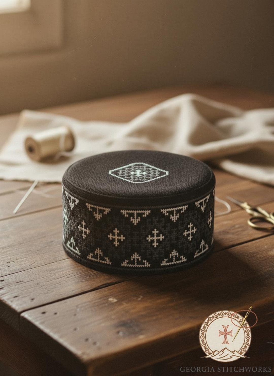 Hand-embroidered Georgian Skufia | Orthodox Christian Hat | Traditional ...