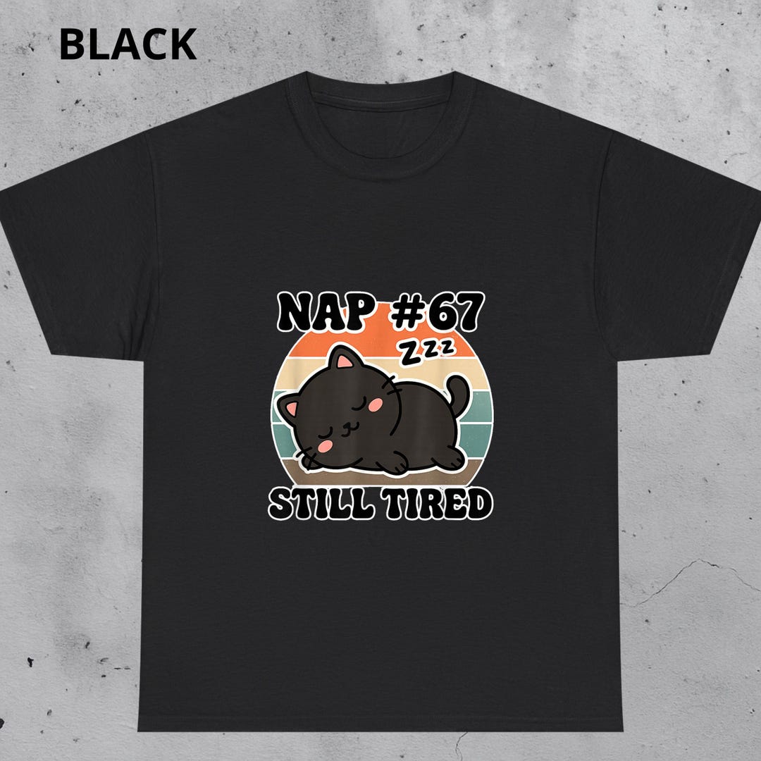 Kawaii Anime Cat NAP 67 Meme T-shirt | Funny Sleeping Kitty Graphic Tee ...