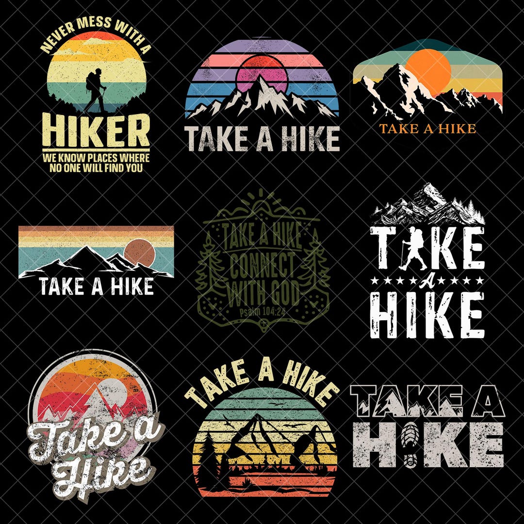 Take a Hike PNG Bundle, Hiking PNG, Retro Sublimation Png, Outdoors ...