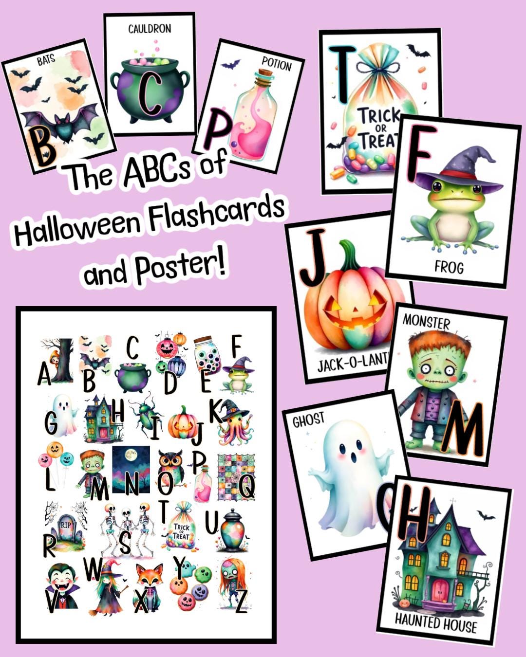 Abcs of Halloween Flashcards and Poster - Etsy