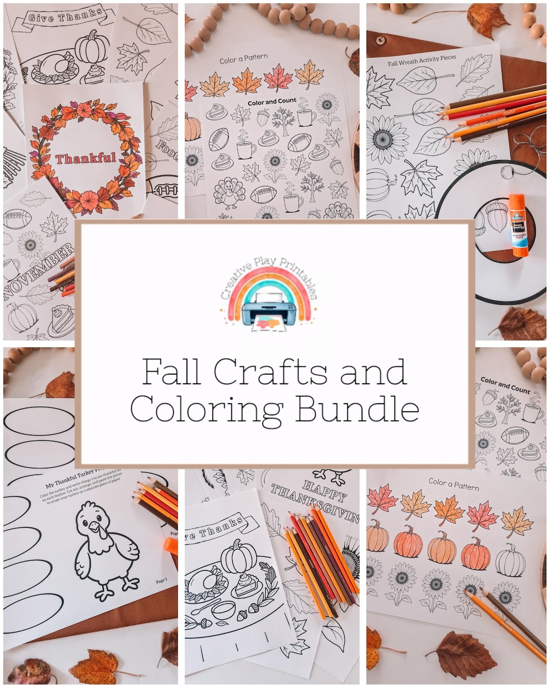 Fall Crafts and Coloring Bundle - Etsy