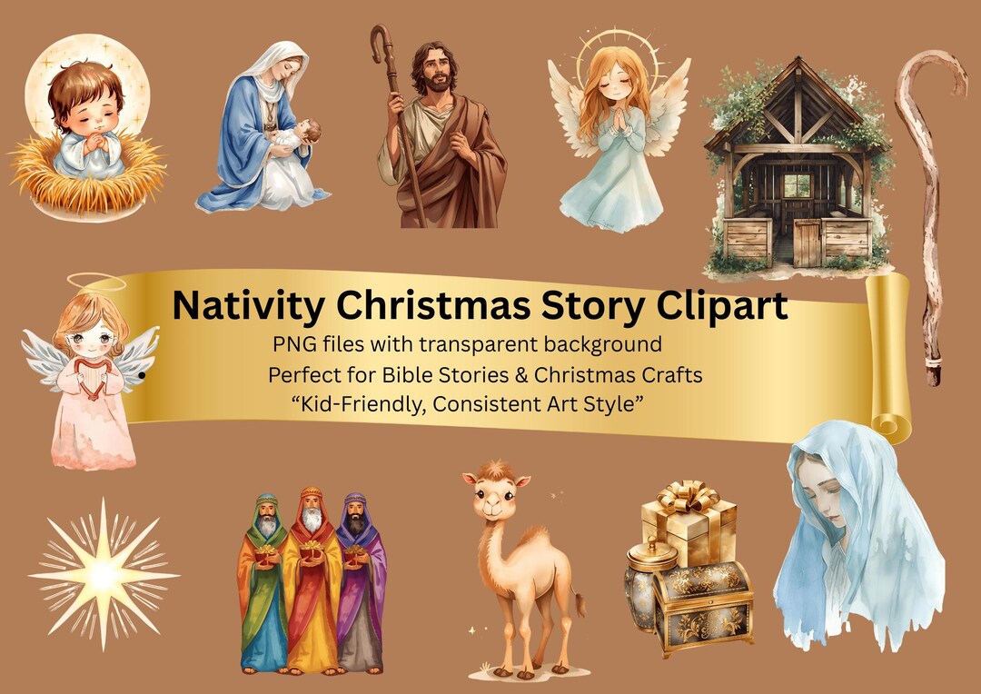 Nativity Christmas Story Clipart | Birth of Jesus Clipart Set ...