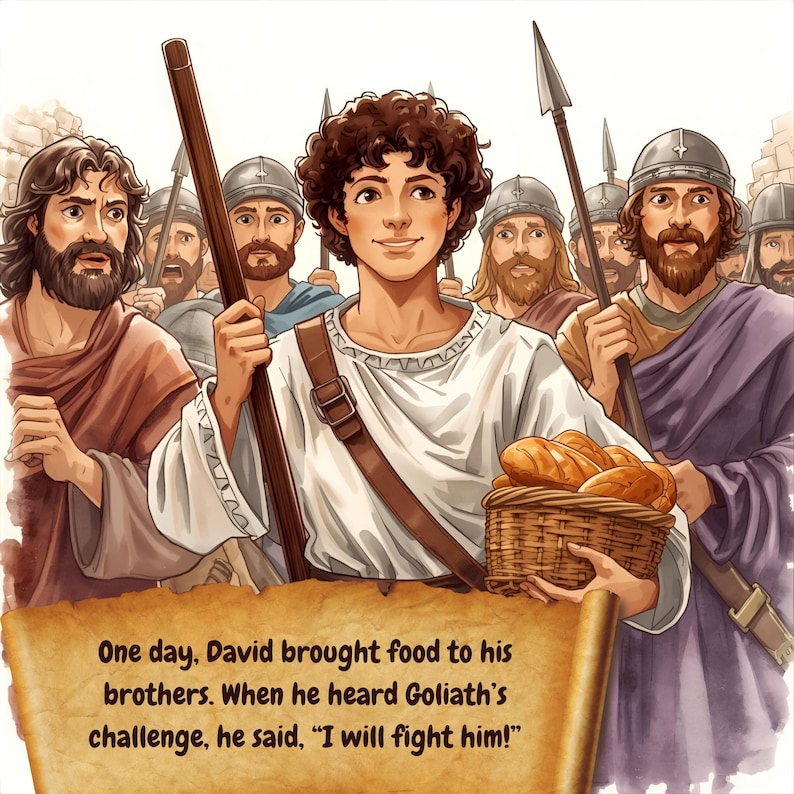 David and Goliath Storybook: Watercolor Kids Bible Lesson (PDF Download ...
