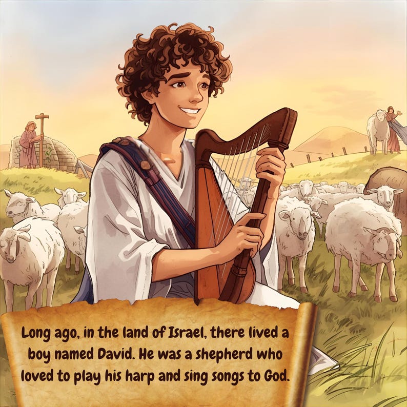 David and Goliath Storybook: Watercolor Kids Bible Lesson (PDF Download ...