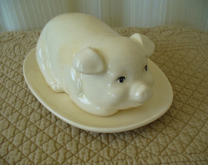 Vintage White Porcelain Pig Butter Dish - Country - Shabby Chic - Etsy
