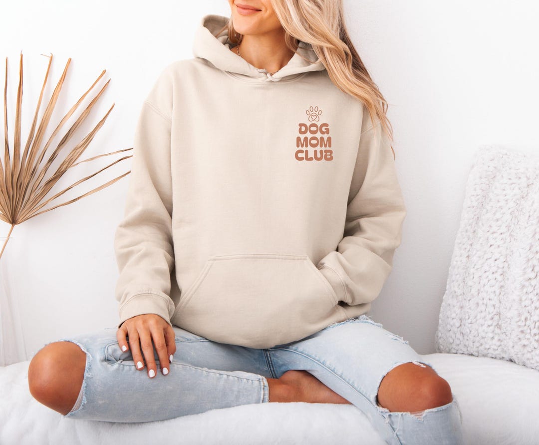 Dog Mom Club Hoodie, Minimalist Paw Print, Unisex Pullover - Etsy