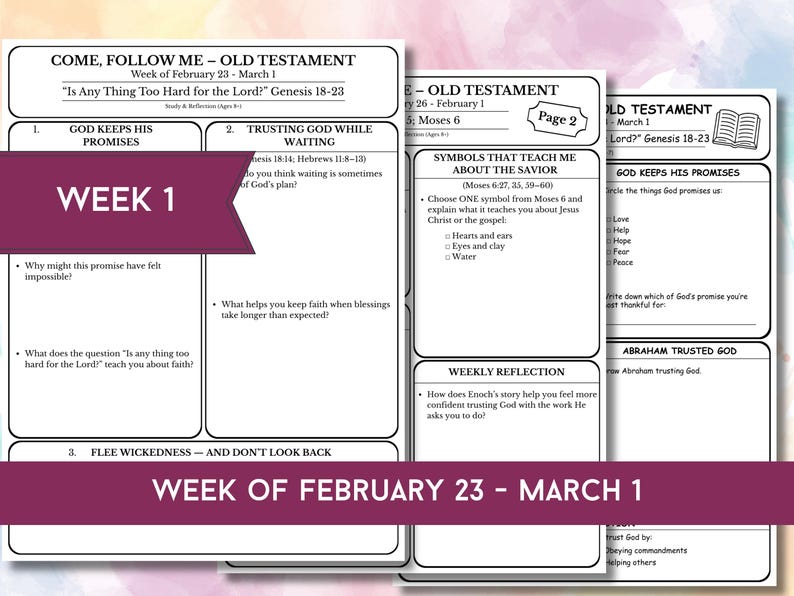 March Come Follow Me LDS Printable Family Bundle | Old Testament ...