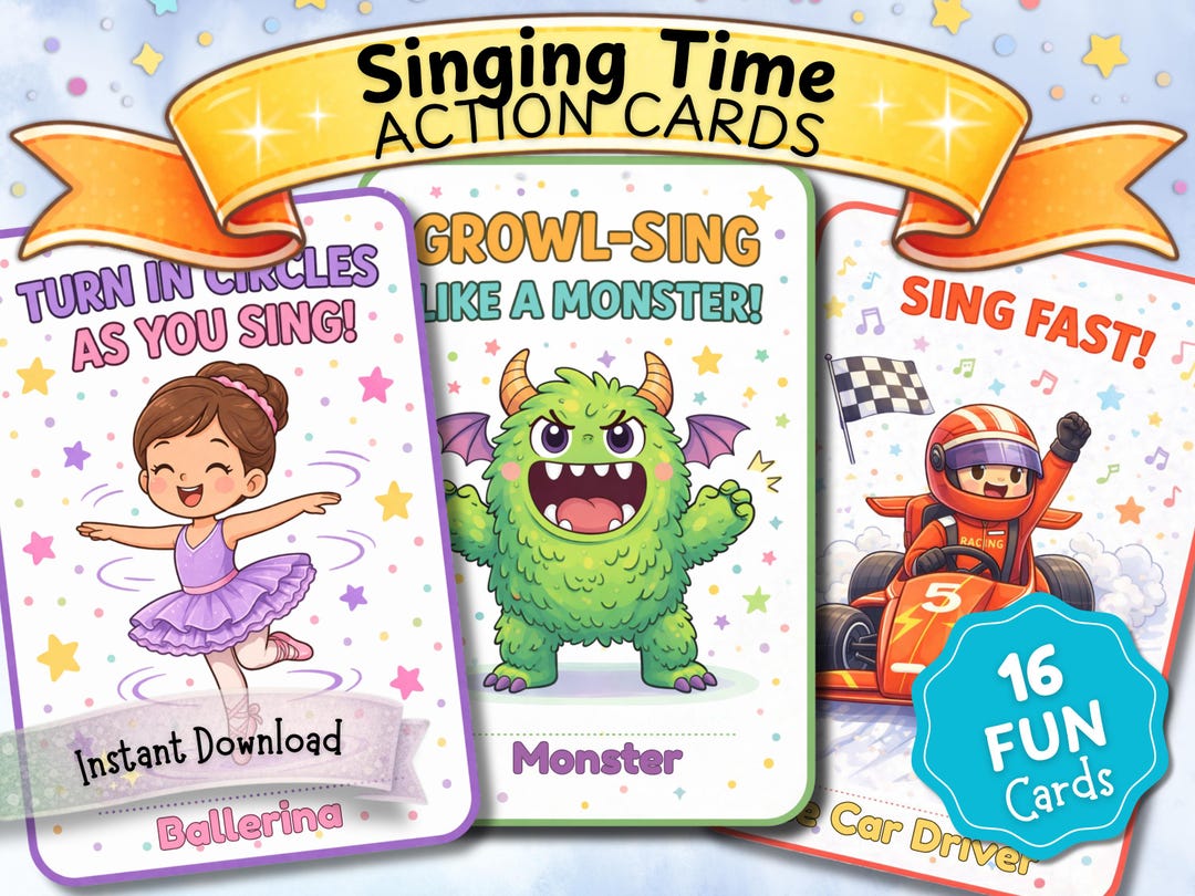 Primary Singing Time Action Cards Game | Sing & Move Music Activity ...