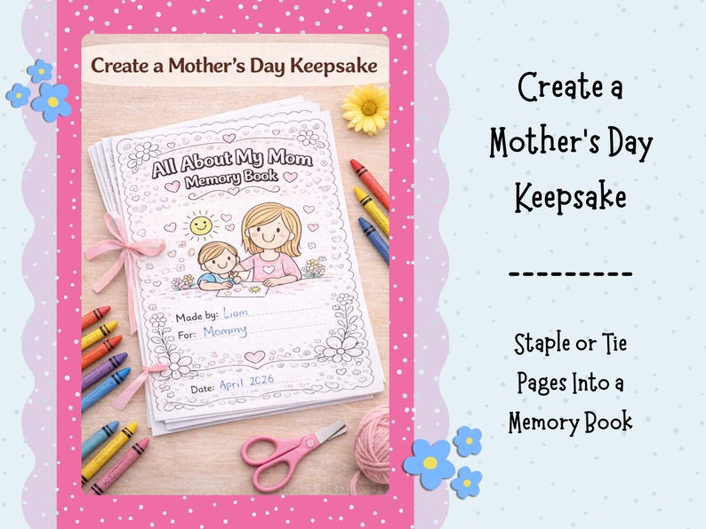 Mother's Day Gift for Kids | All About My Mom Memory Book | Handprint ...