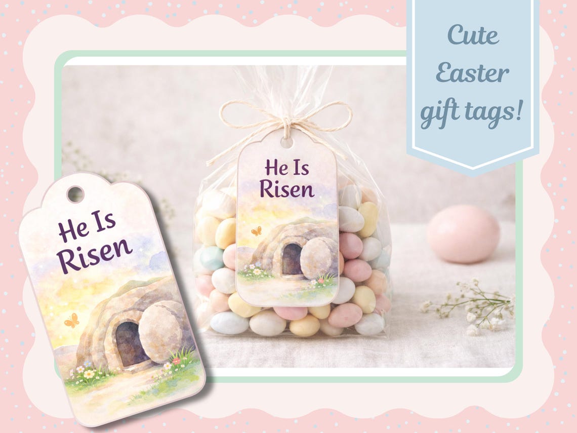 He is Risen Gift Tags Printable | Christian Easter | LDS Primary Treat ...
