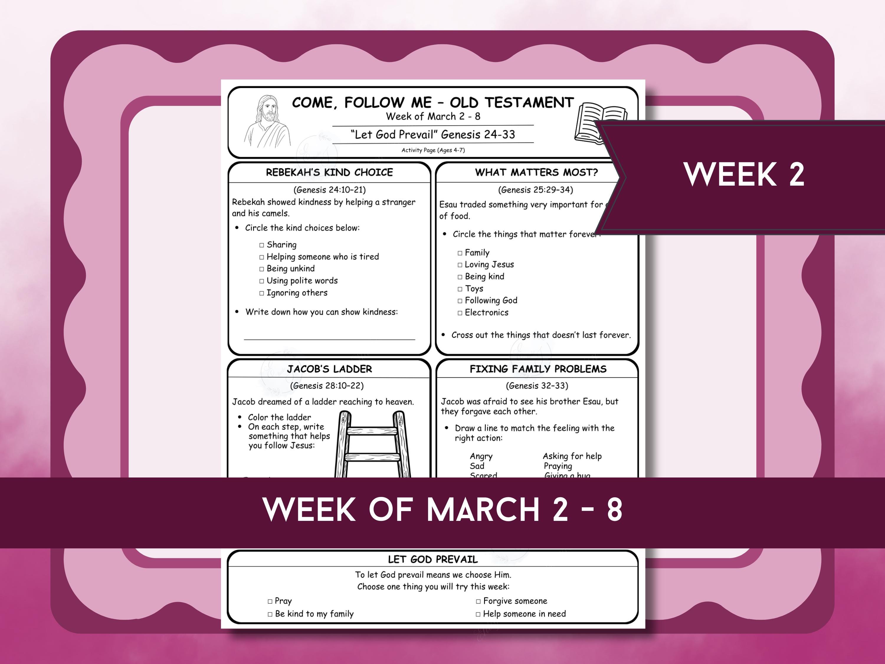 March Come Follow Me LDS Kids Activity Pages | Old Testament | February ...
