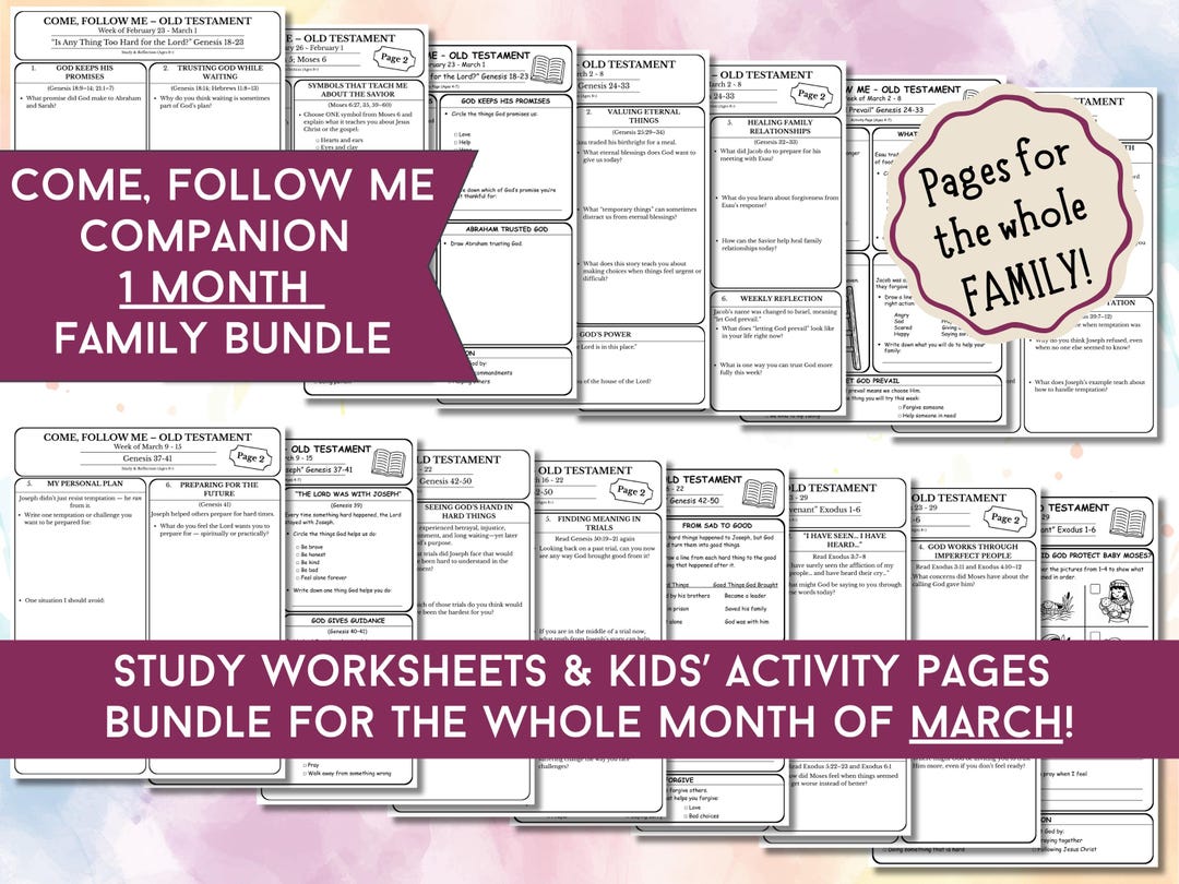 March Come Follow Me LDS Printable Family Bundle | Old Testament ...