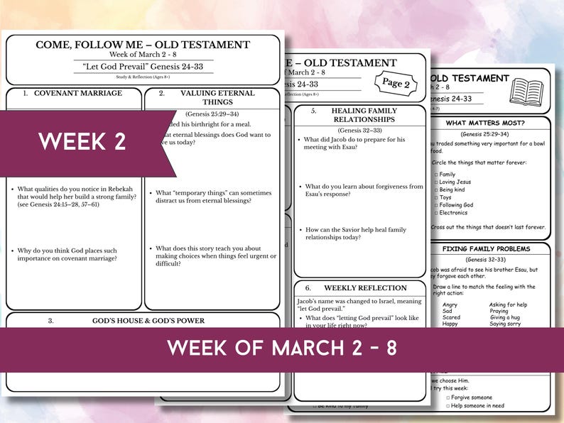 March Come Follow Me LDS Printable Family Bundle | Old Testament ...