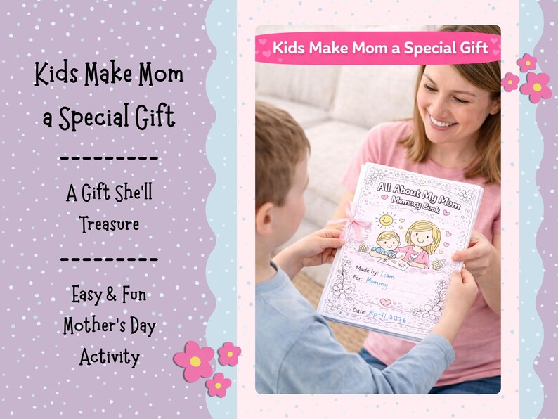 Mother's Day Gift for Kids | All About My Mom Memory Book | Handprint ...