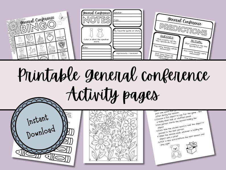 General Conference Activity Pages: Printable LDS Games (digital ...