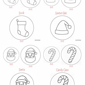 Christmas Punch Needle Pattern Set | 12 Designs in 3 Sizes (8cm, 10cm ...