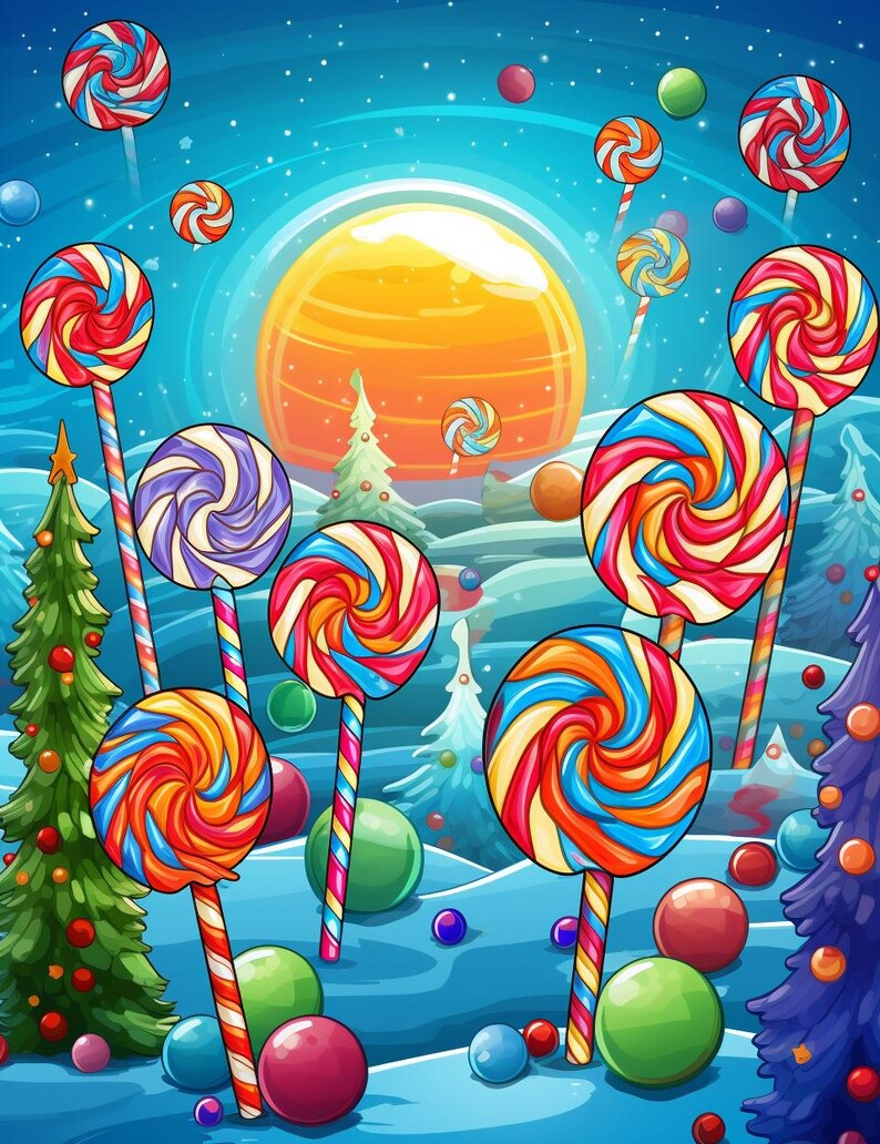 Christmas Candyland Coloring Pages, Holiday Sweet Treats (PDF) - Etsy