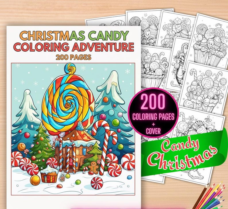 Christmas Candyland Coloring Pages, Holiday Sweet Treats (PDF) - Etsy