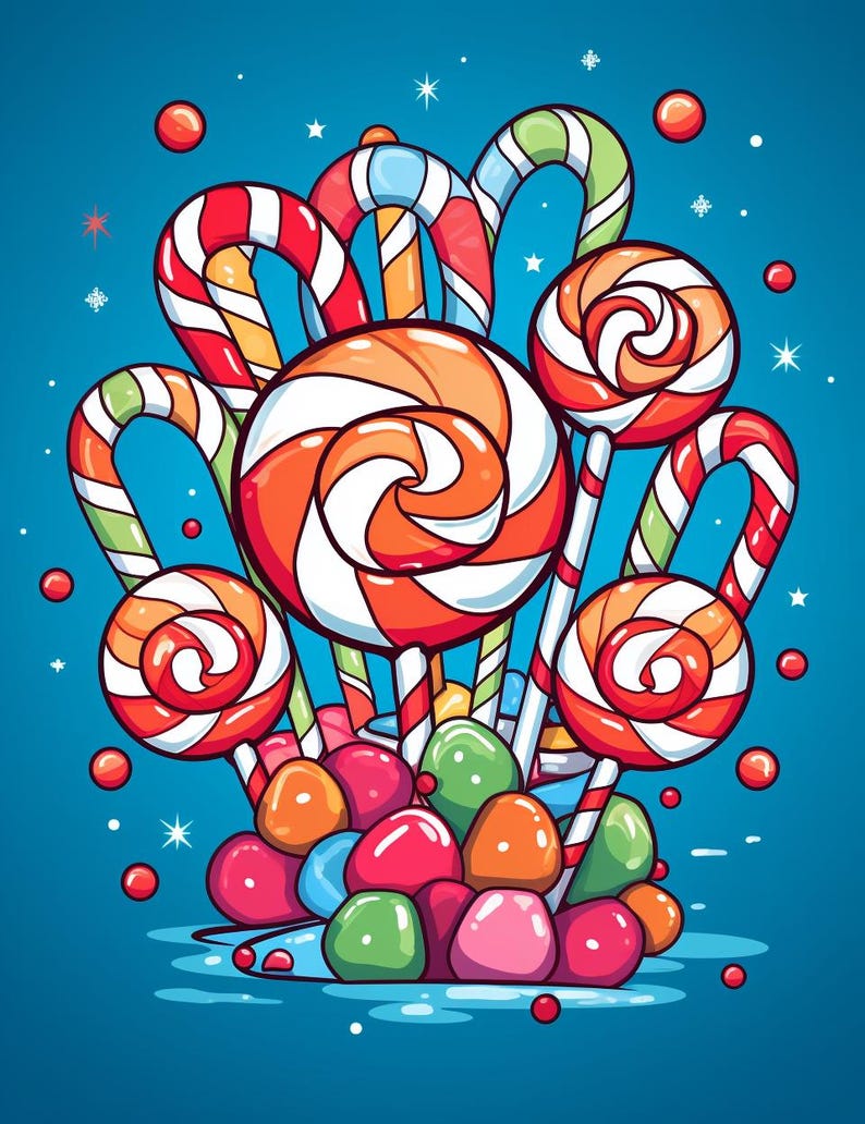 Christmas Candyland Coloring Pages, Holiday Sweet Treats (PDF) - Etsy
