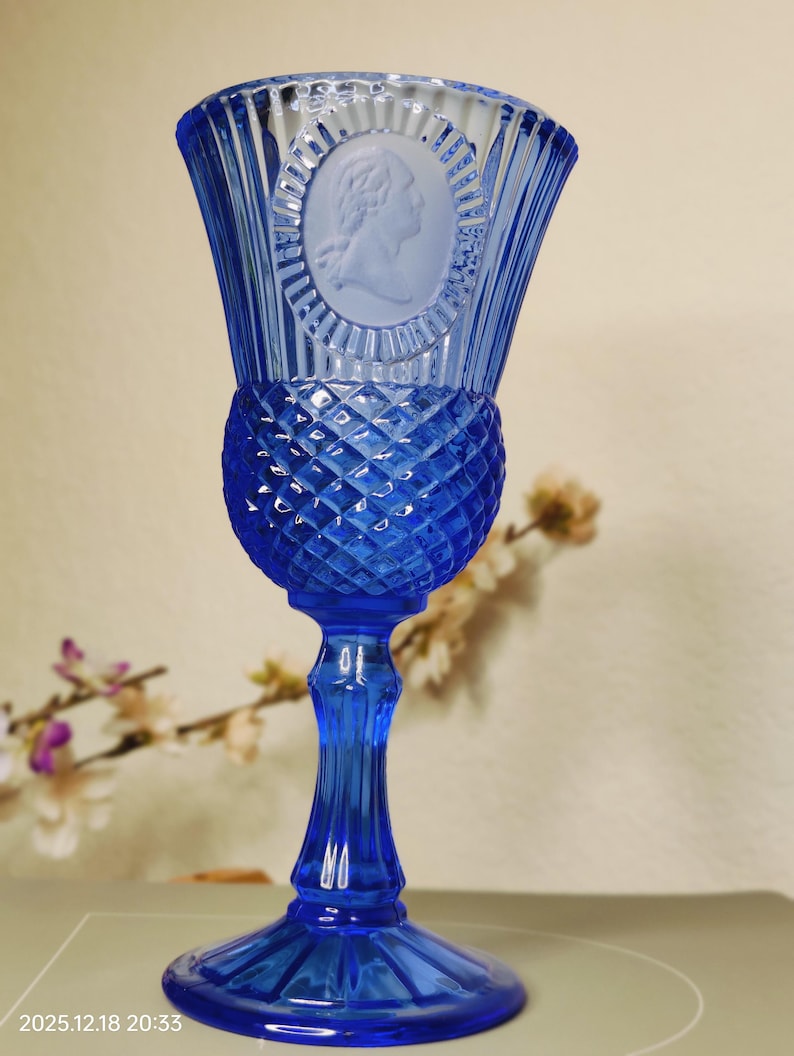 Vintage 1976 Avon Cobalt Blue Glass Goblet | George Washington ...