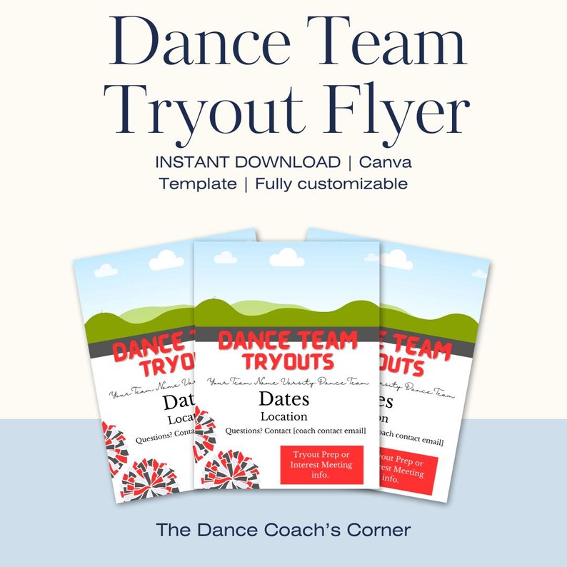 Dance Team Tryout Flyer Template: Customizable Canva Design (instant ...