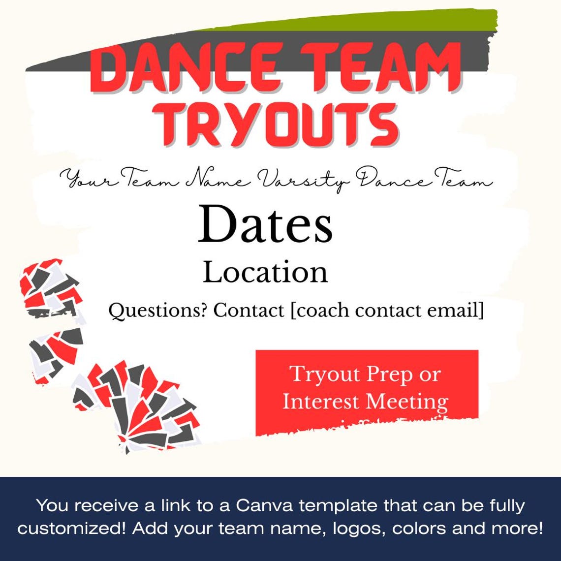 Dance Team Tryout Flyer Template: Customizable Canva Design (instant ...