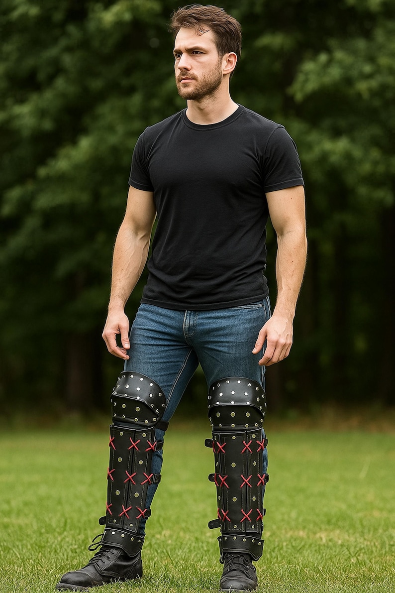 Medieval Style Leather Leg Armor: Steampunk LARP Greaves - Etsy