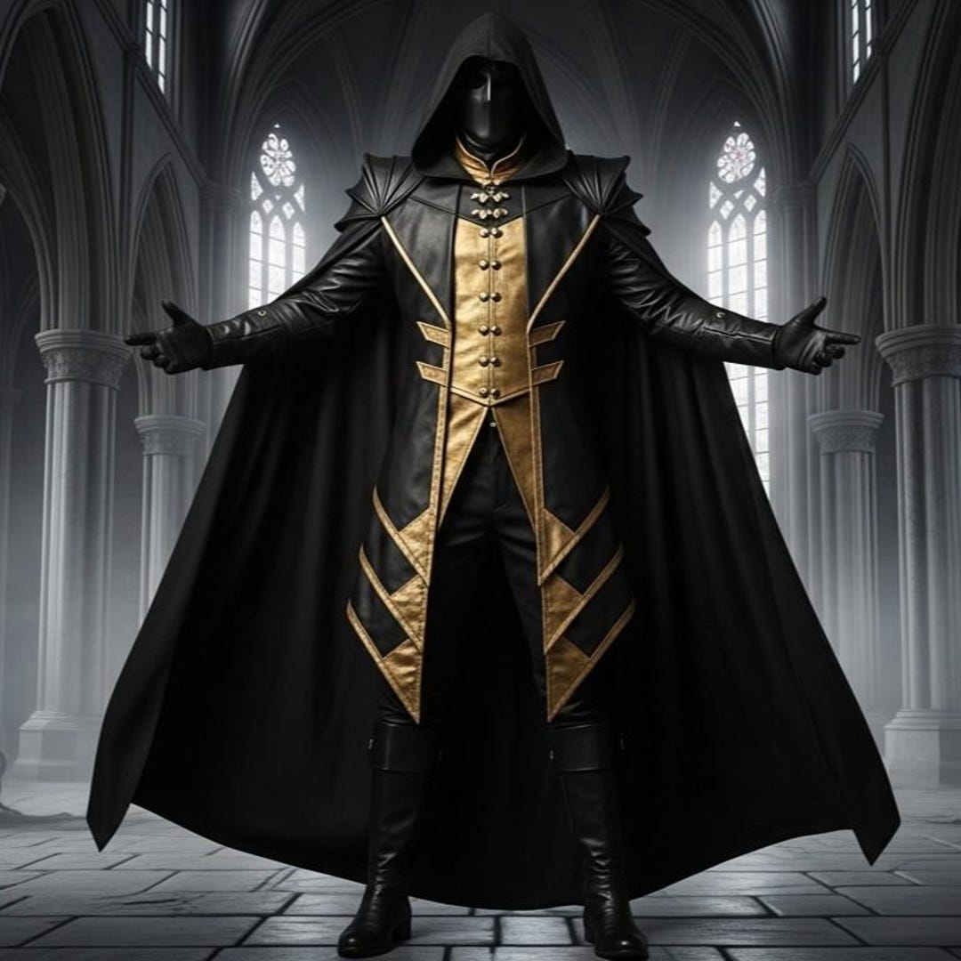 Handmade Black & Gold Gothic Lord Costume | Full Set Coat + Pants ...