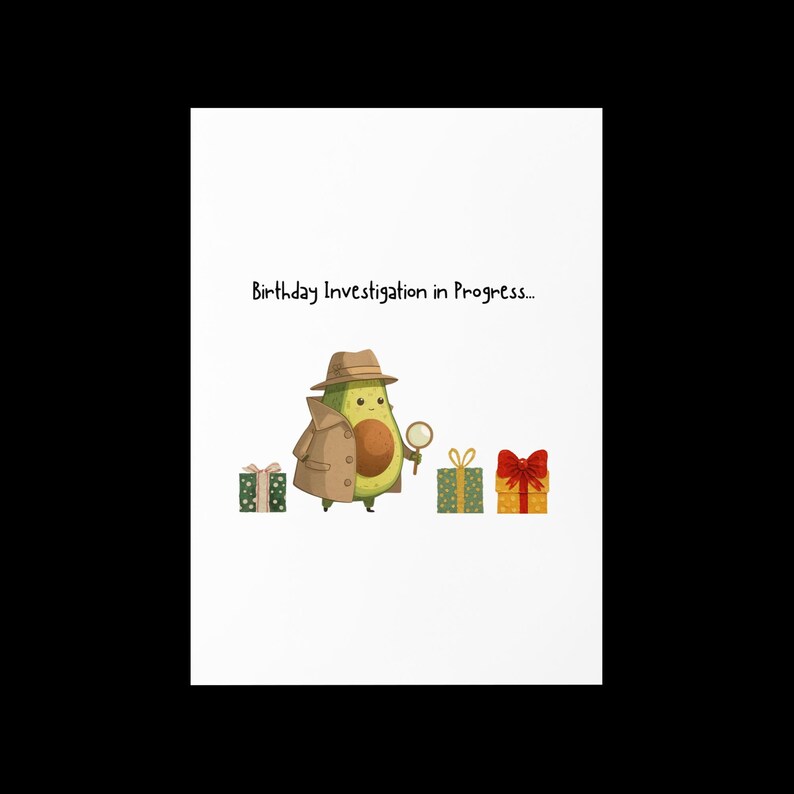 The Curious Avocado Detective Birthday Greeting Card — Humorous Pun ...