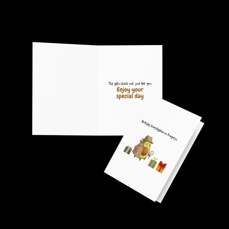 The Curious Avocado Detective Birthday Greeting Card — Humorous Pun ...