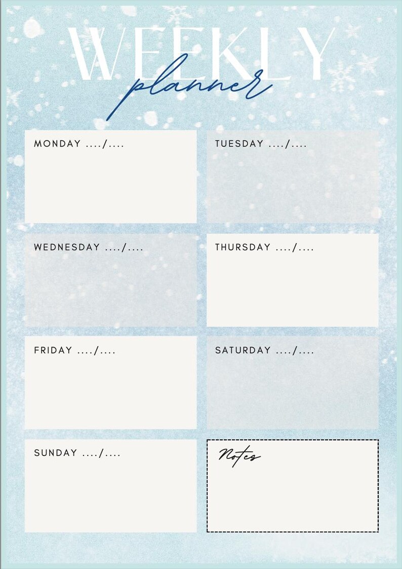 Printable Weekly Planner - Winter Edition - Etsy
