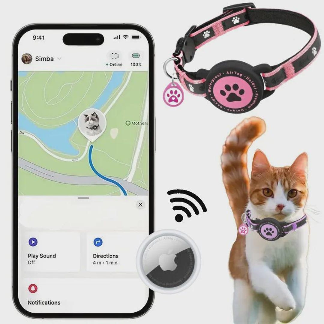 AirTag Holder & Anti-lost QR Code Cat Collar - Etsy